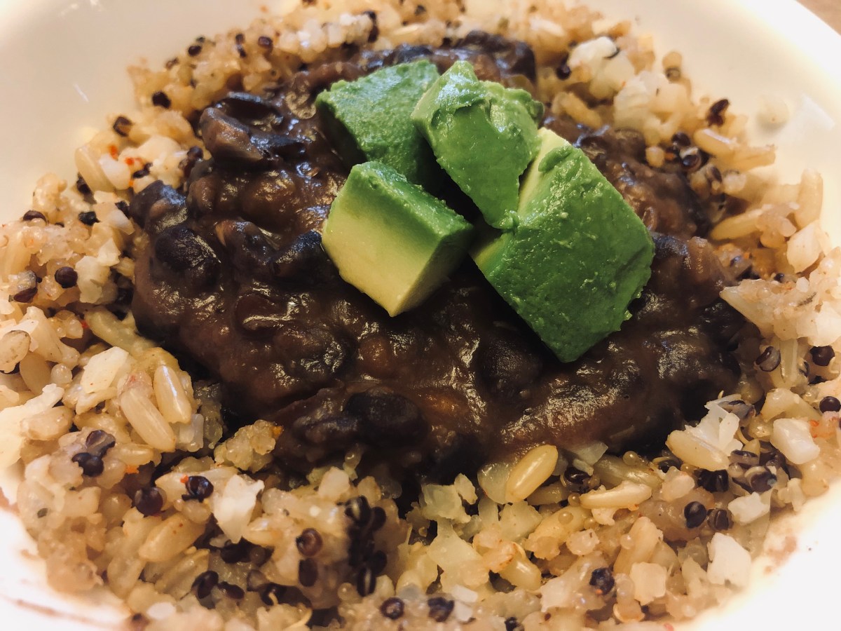 Instant Pot Refried Black Beans over Rice – Heather Cooks With Veggies